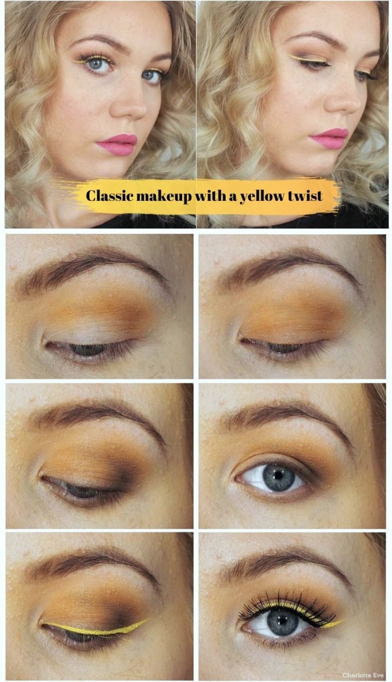 Simple makeup with yellow liner - tutorial - Charlotta Eve